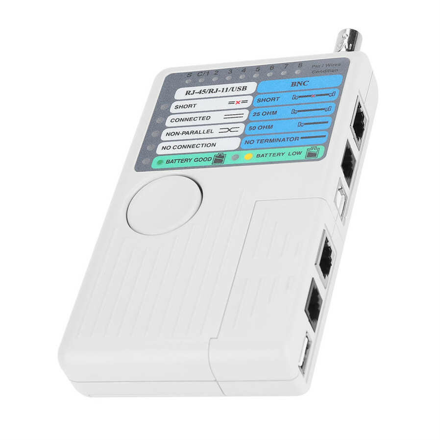 Кабельный тестер 4-в-1 портативный RJ11 RJ45 USB BNC искатель линии провод для UTP STP со светодиодным фонариком индикация низкого заряда батареи