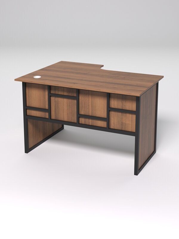 Стол эргономичный офисный СЭ-16 (правосторонний) "стронг" в стиле лофт декор №3, Орех