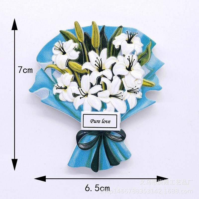 Трехмерный букет из смолы лилии Магниты-рефракторы Декоративный магнит-6