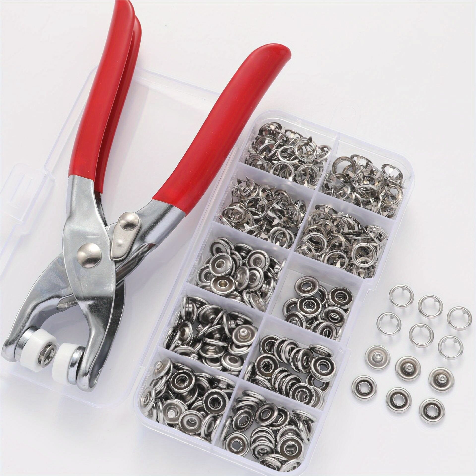 Набор пресс-кнопок для одежды, 50 серебряных пуговиц-заклёпок с зажимом и коробкой, универсальный инструмент для детской одежды, обуви и аксессуаров