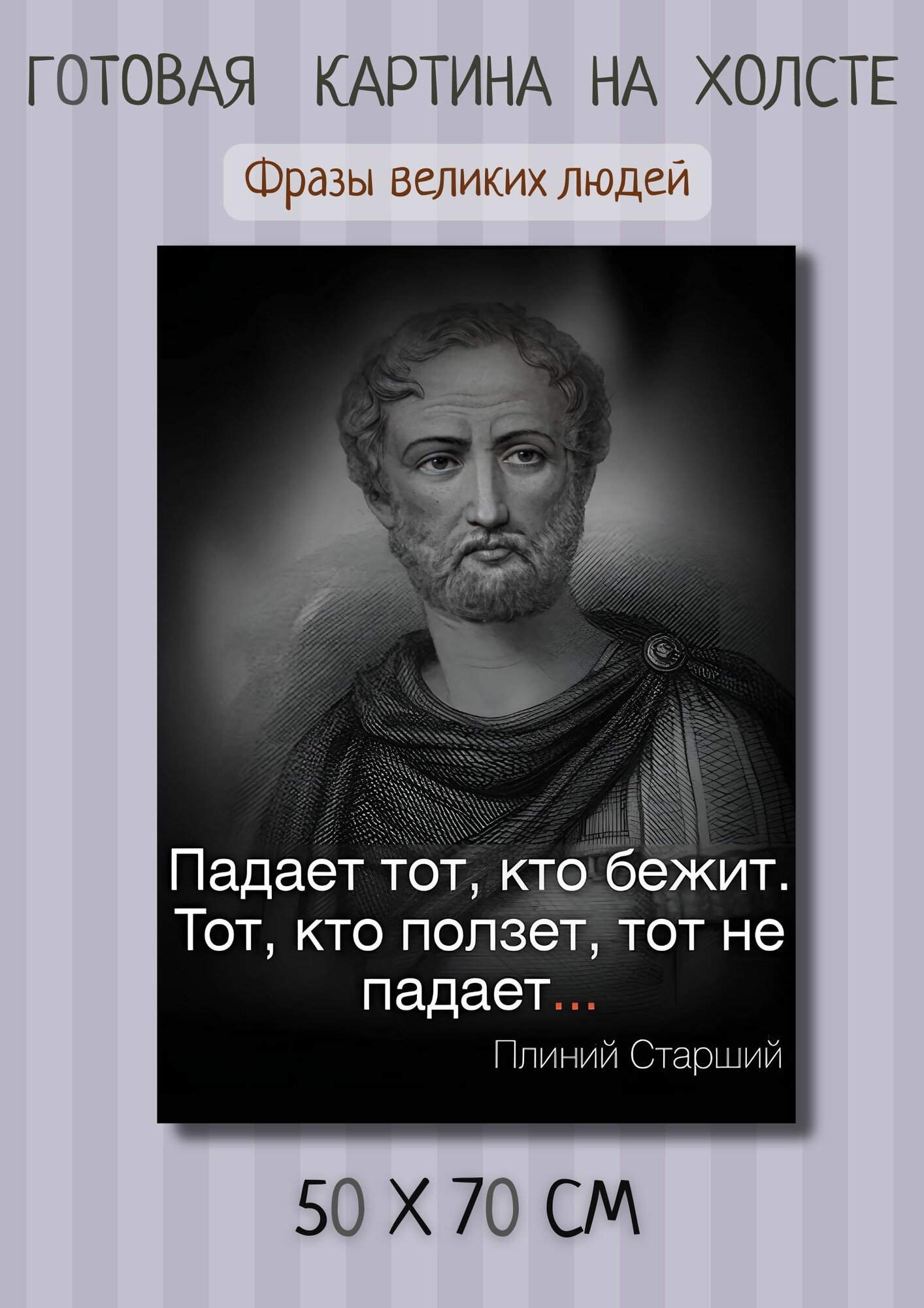 Картина с цитатами великих людей "Плиний Старший" 50х70 см