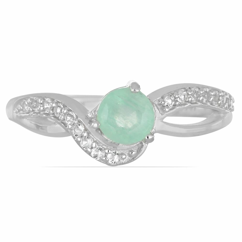 Кольцо тонкое, серебро, 925 проба, родирование, изумруд