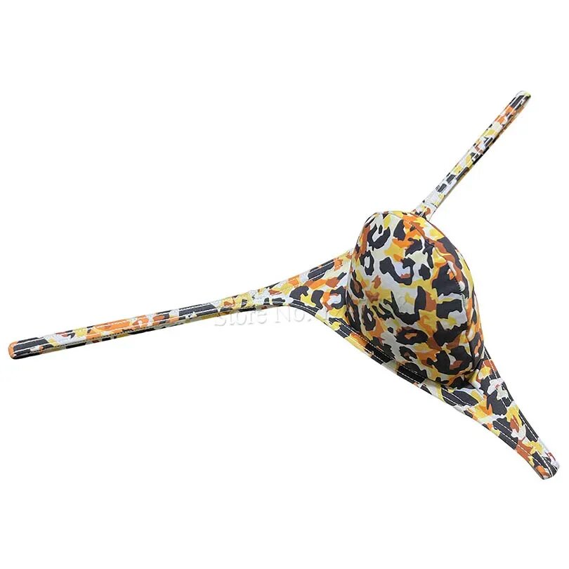 Мужские леопардовые стринги из нейлона и спандекса L, Orange Leopard