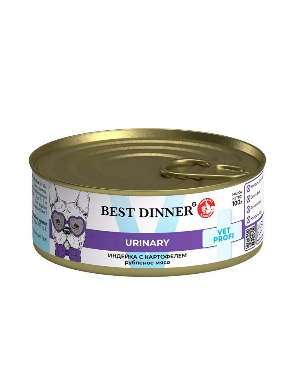 Бест Диннер Vet Profi Urinary Exclusive консервы для собак "Индейка с картофелем",100г х 12шт