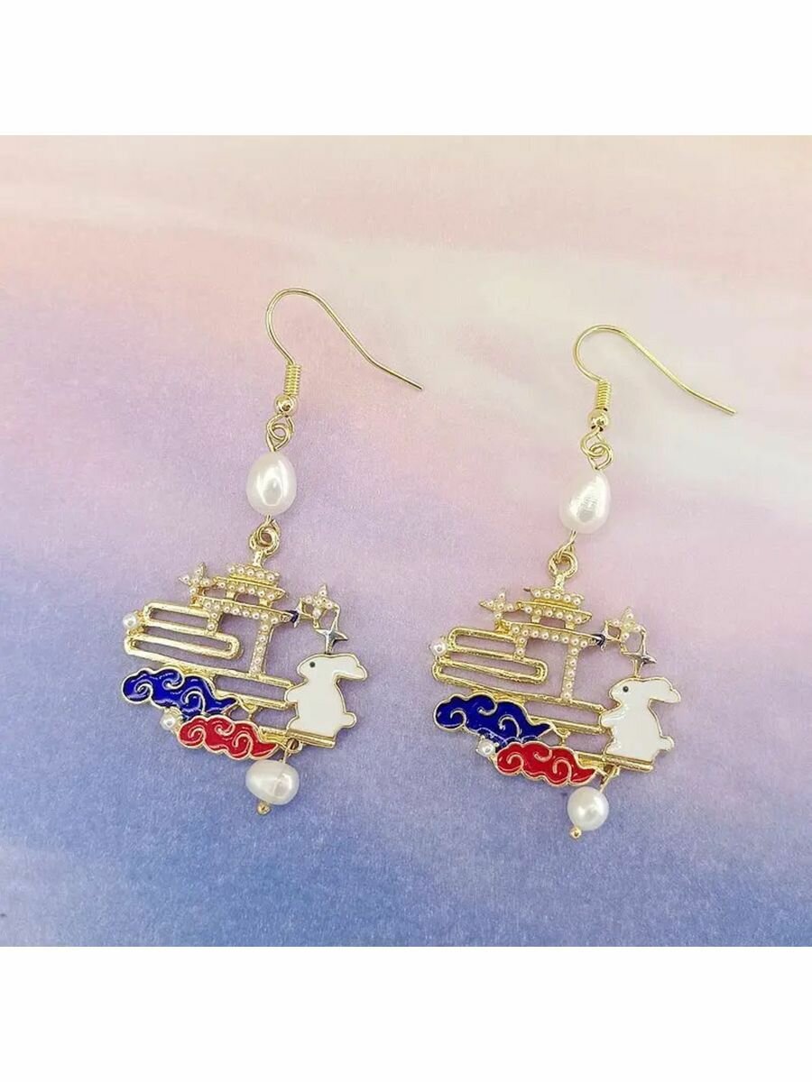 Серьги, эмаль, металл, искусственный камень, стекло