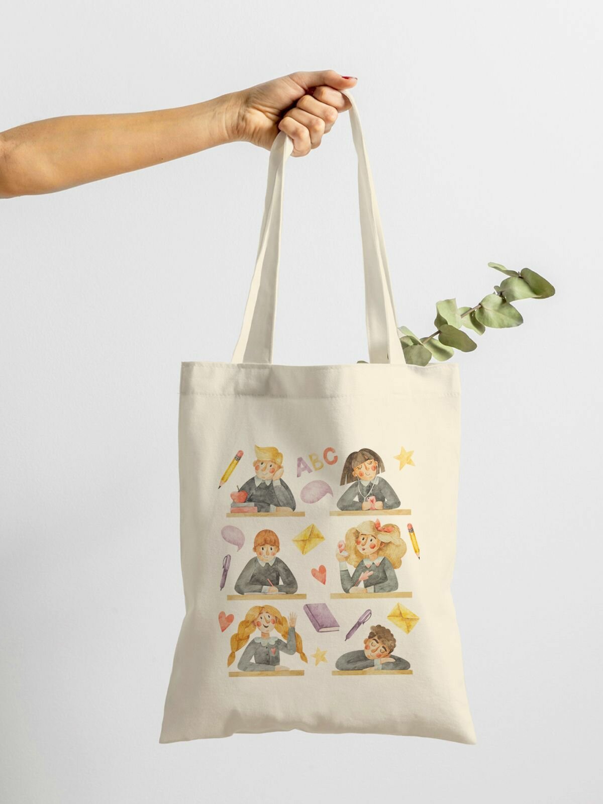 Сумка шоппер шоппер с принтом "Школьные будни", шопер авоська холщовая с рисунком в подарок