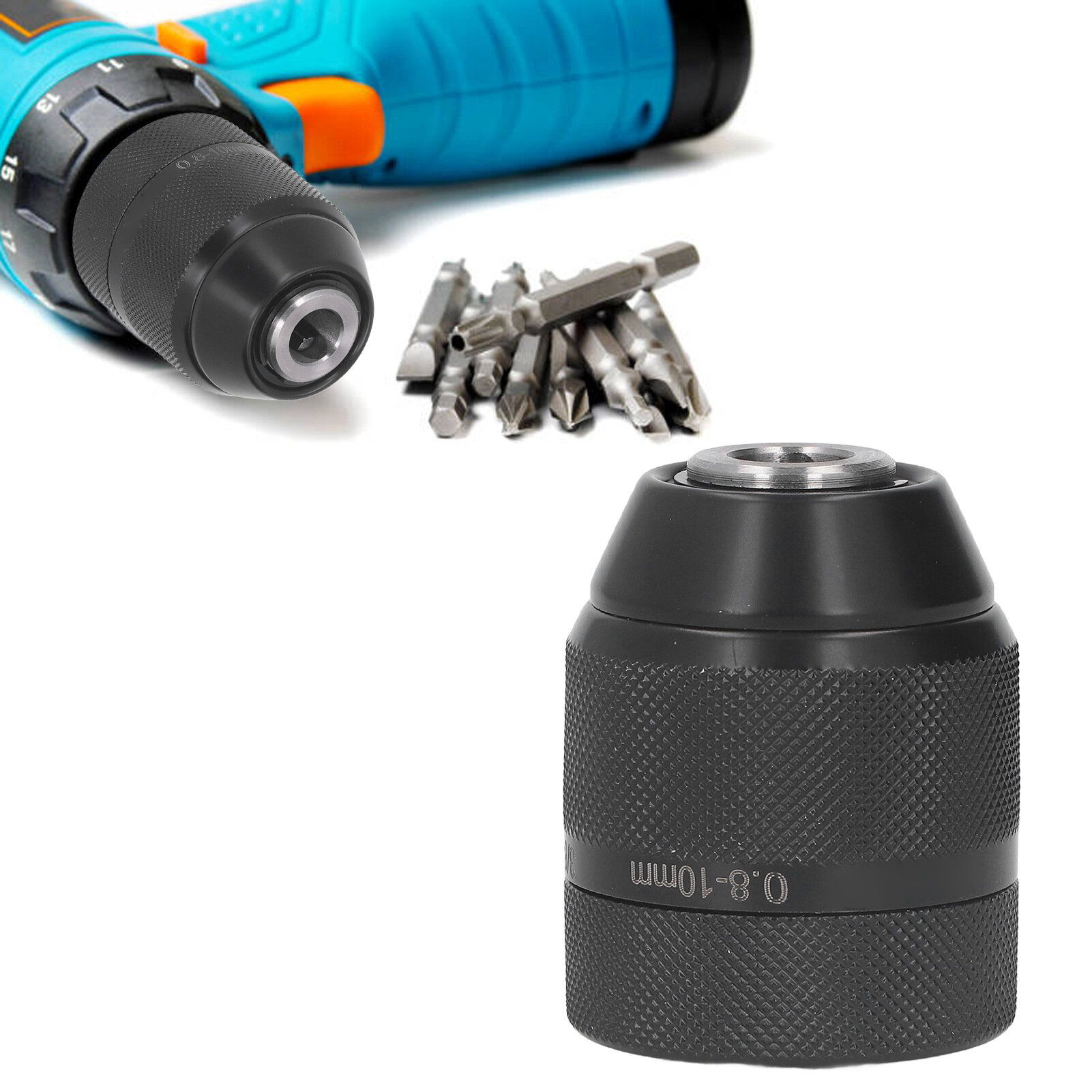 Самозатягивающийся сверлильный патрон Крепление 3/8‑24UNF Металлический бесключевой патрон Диапазон зажима 0,8‑10 мм