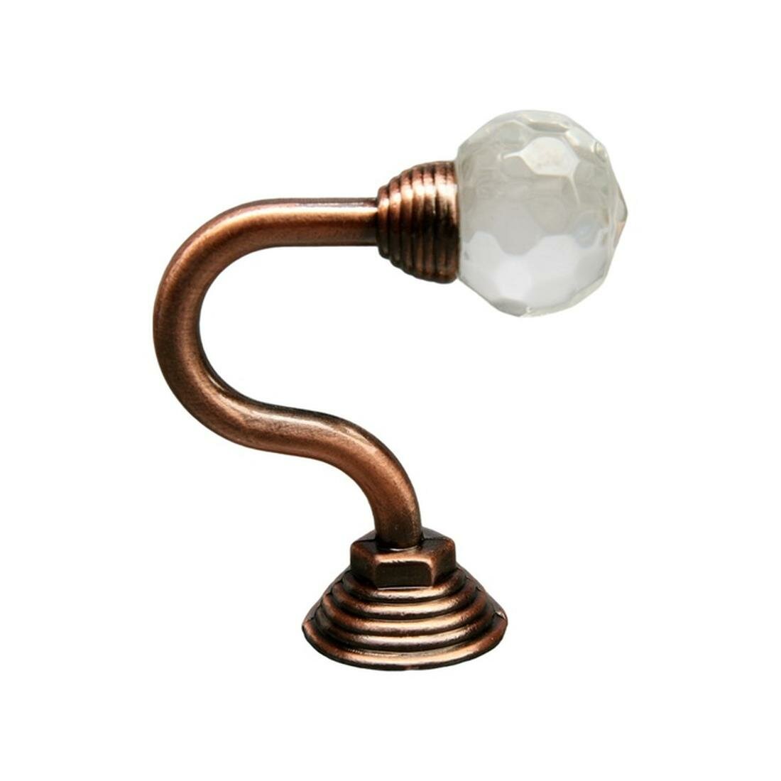 Крючок для штор "тундра" KS007, однорожковый, металл, цвет медь