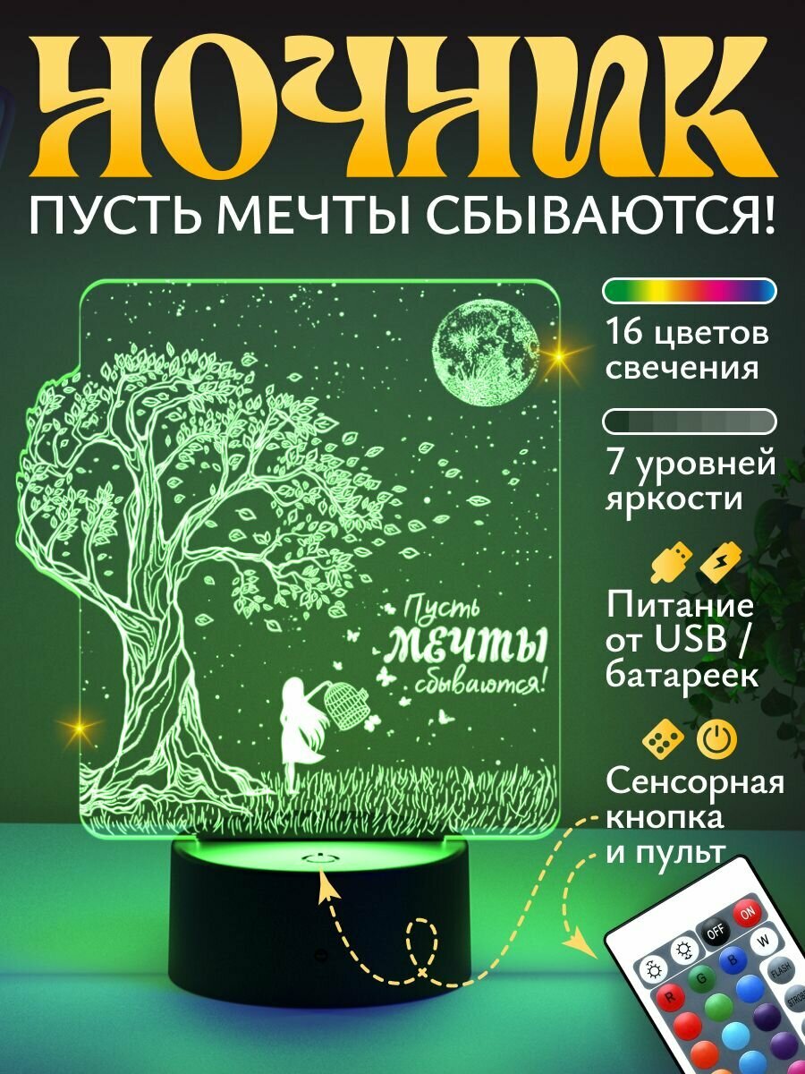 Ночник Девочка с бабочками подарок девочке, девушке, женщине
