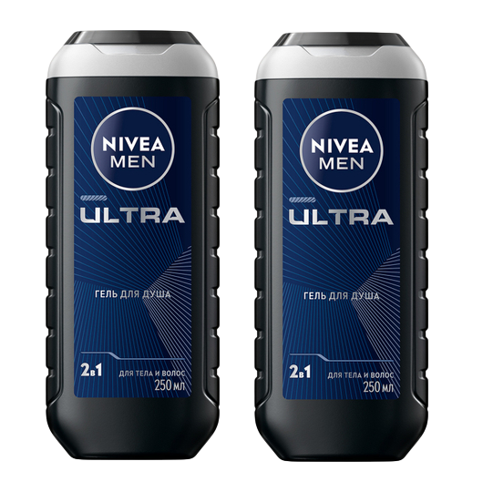 Гель для душа, Nivea Men, Ultra, 250 мл, 2 шт