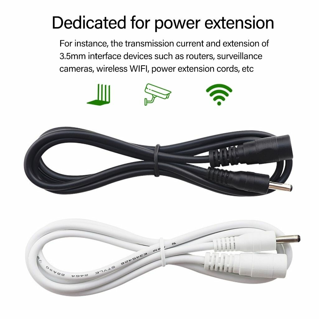 Удлинитель 3.5x1.35 мм от розетки к розетке шнур питания-белый-1 метр