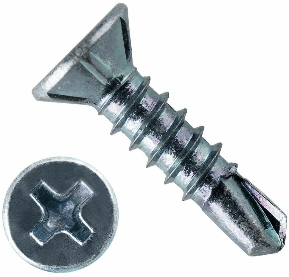 Саморез оконный сверло, 3.9х19, белый, оцинкованные, упаковка 500шт