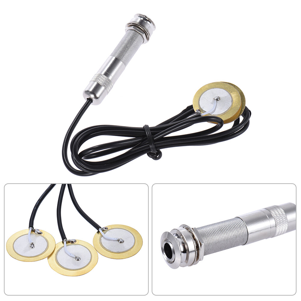 Пьезоэлектрический звукосниматель для акустических струнных инструментов, система звукоснимателей с 3 преобразователями, разъем 6,35 мм для гитары, мандолины, укулеле