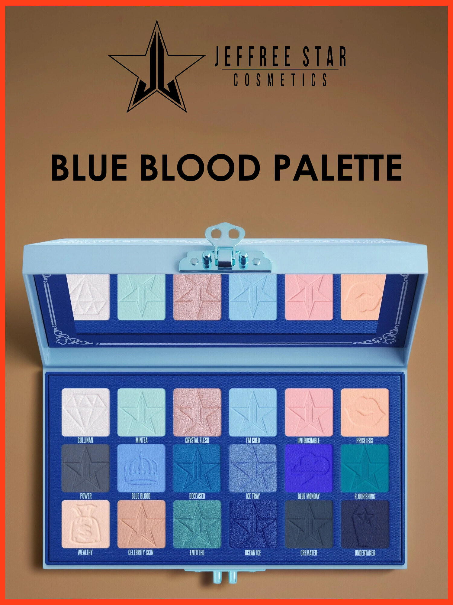 Палетка теней для век Jeffree Star - Blue Blood Palette, 18 оттенков, 27 гр.