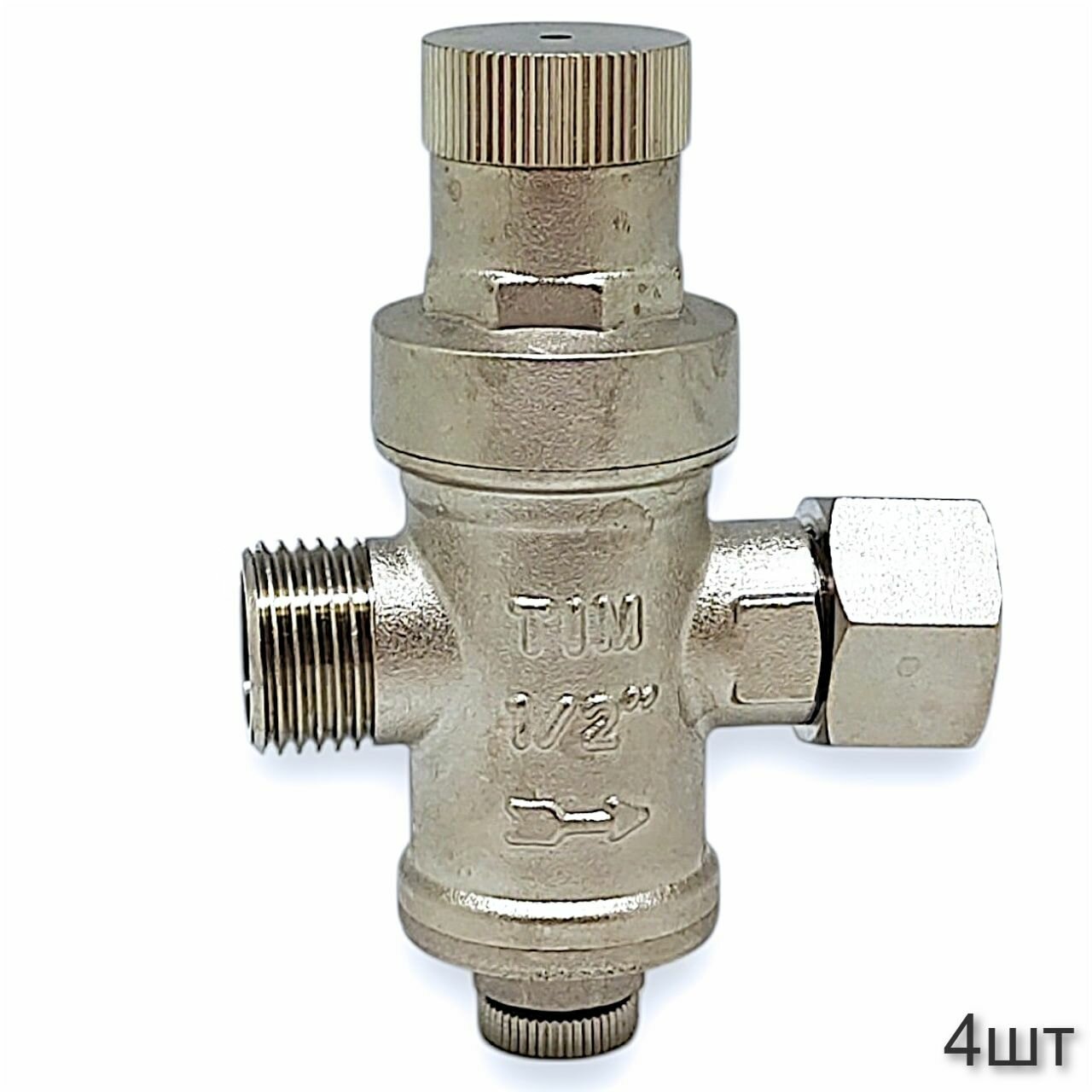 Редуктор давления TIM 1/2 под манометр, с накидной гайкой BL2802HA 4шт