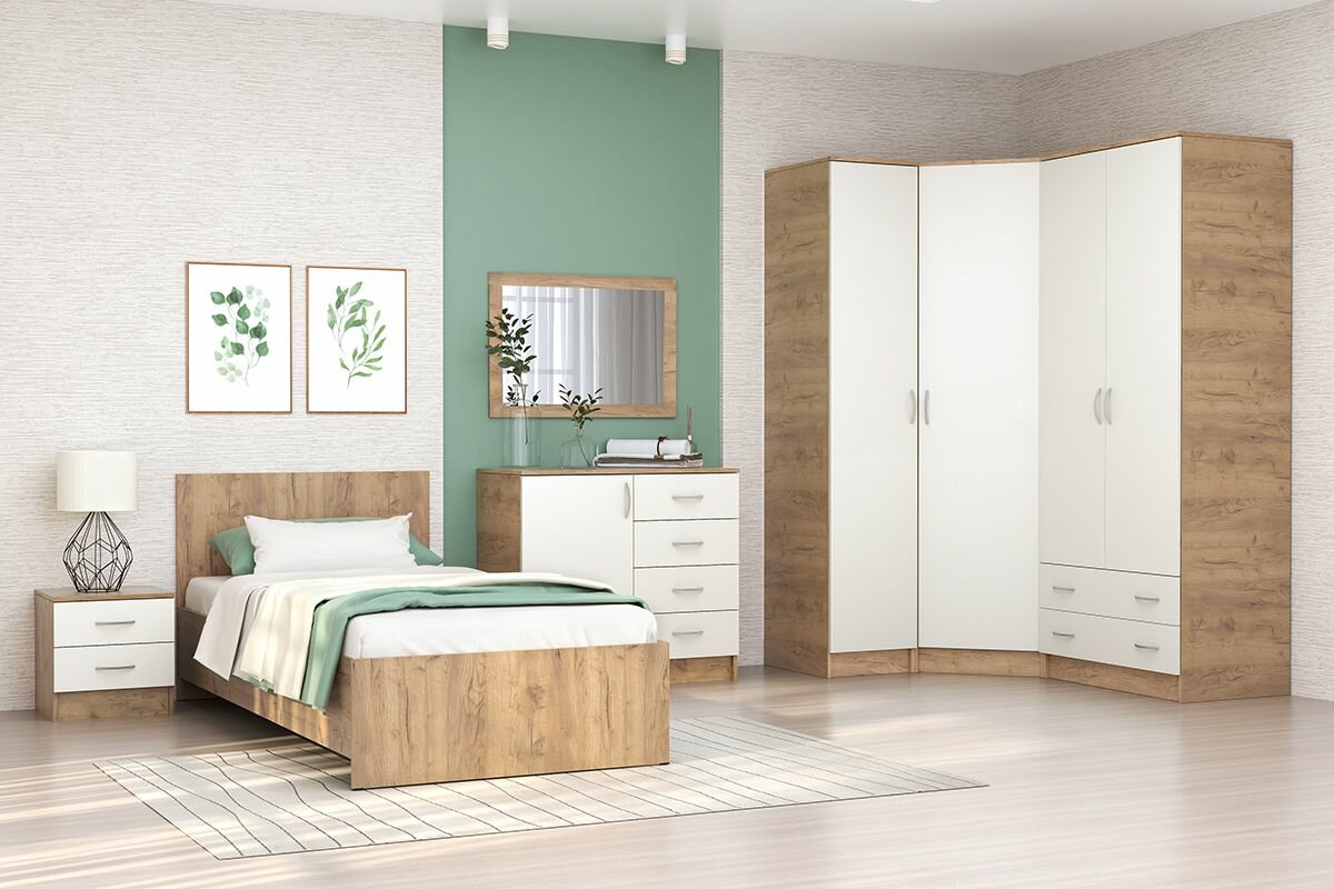 Комплект мебели для спальни Кэт-7 (набор 7) крафт/миндаль, с комодом