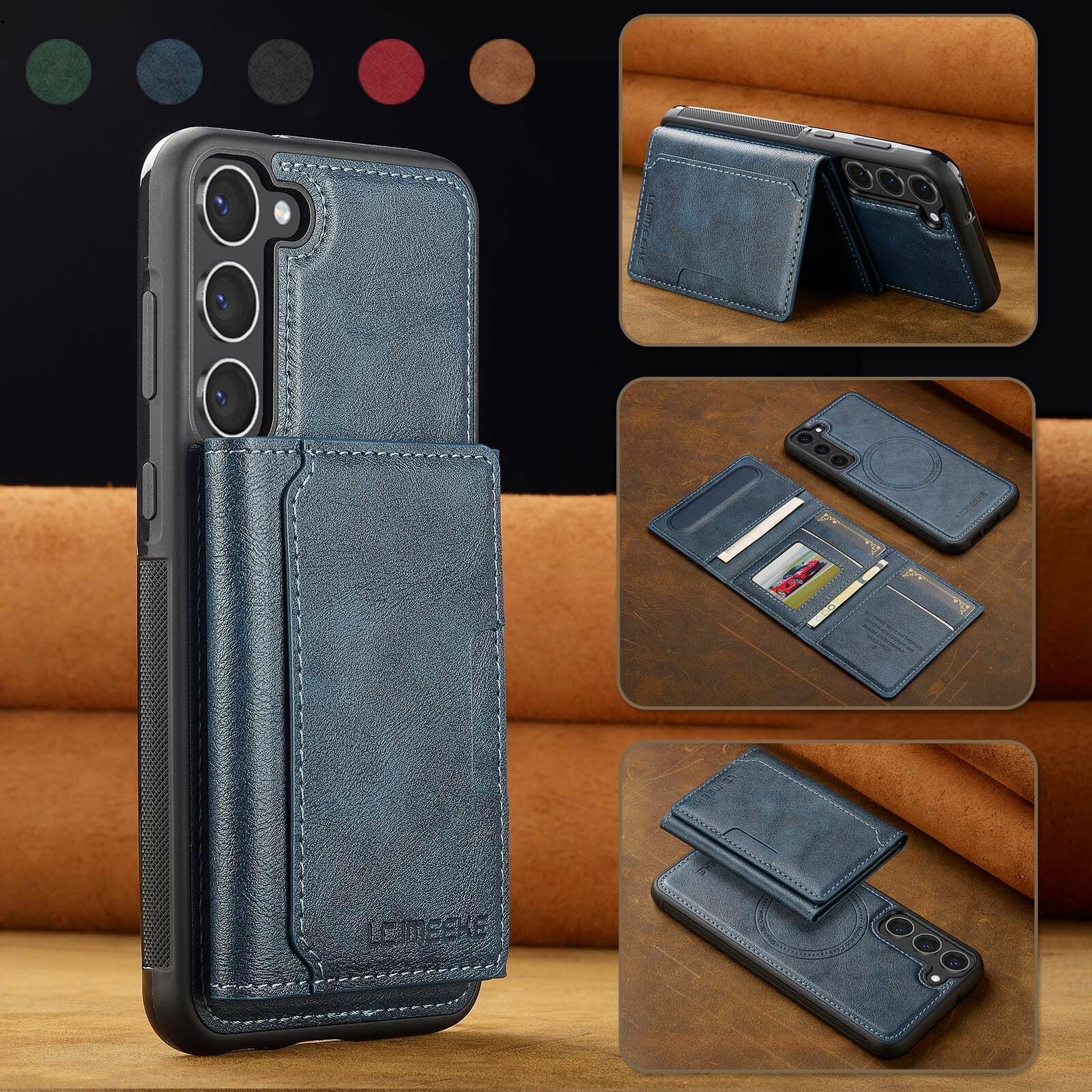 LCIMEEKE Чехол для Samsung Galaxy S23+, S23 Plus/ Самсунг Галакси С23+, C23 Плюс, Magsafe кожаный защитный раскладной чехол-кошелек с блокировкой RFID/автомобильный держатель