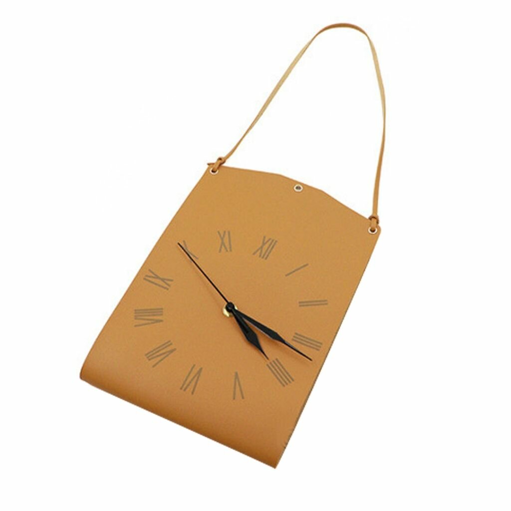 Настенные часы PU Leather Handbag Designs Timepiece с тихим ходом для украшения интерьера дома