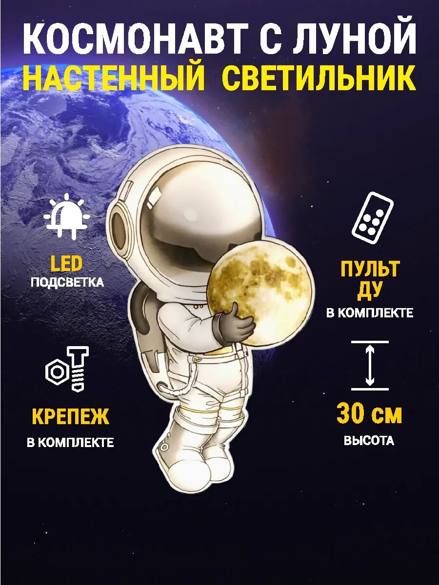 Светильник настенный светодиодный Космонавт 30 пульт