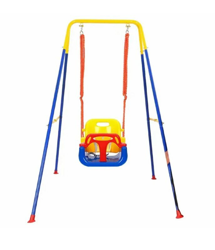 Качели детские Подвесные качели для дома и сада пластиковые со спинкой для малышей кронштейны.