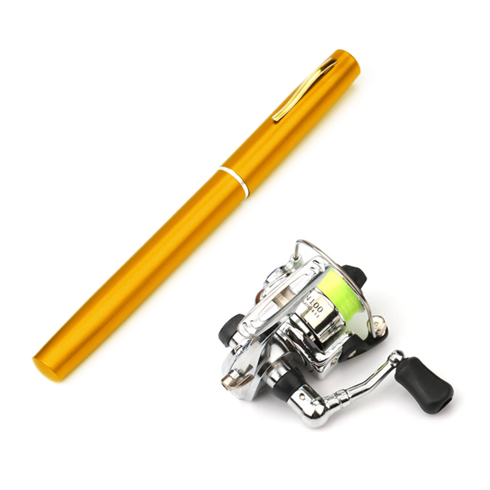 Комбо Telescopic Fishing Rod и Spinning Reel, Collapsible Fishing Pole Kit, длина в сложенном виде 8.0in, материалы стекловолокно и алюминиевый сплав, цвета Green, Purple, Gold, Black, Silver, Blue, Red, модели 1M, 1, 1.6M, соотношение передач 4.3:1,