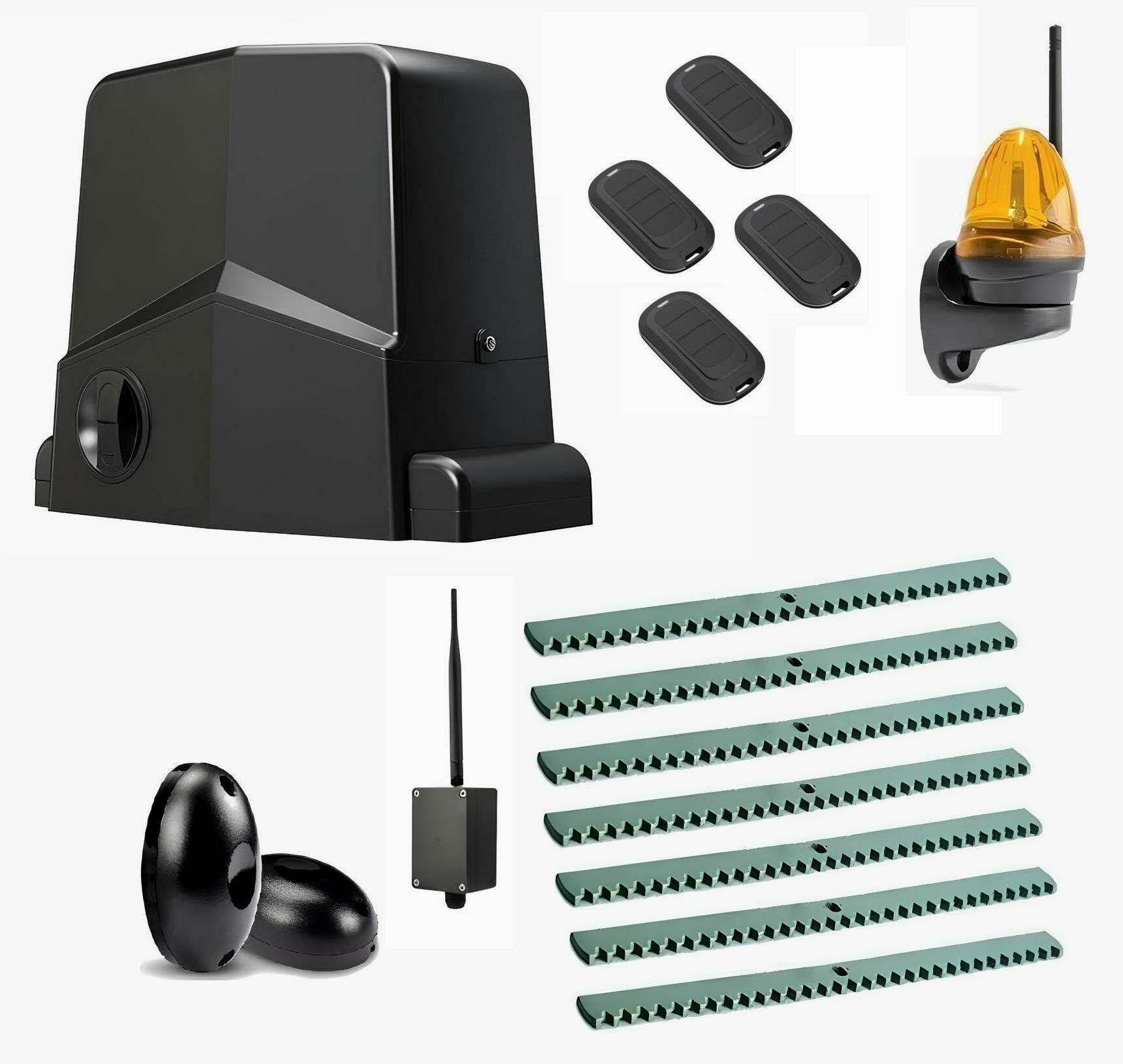 Автоматика для откатных ворот ARW-1000MKIT FULL7-K-BT-T4, комплект: привод, 4 пульта, лампа, фотоэлементы, 7 реек, Bluetooth-модуль