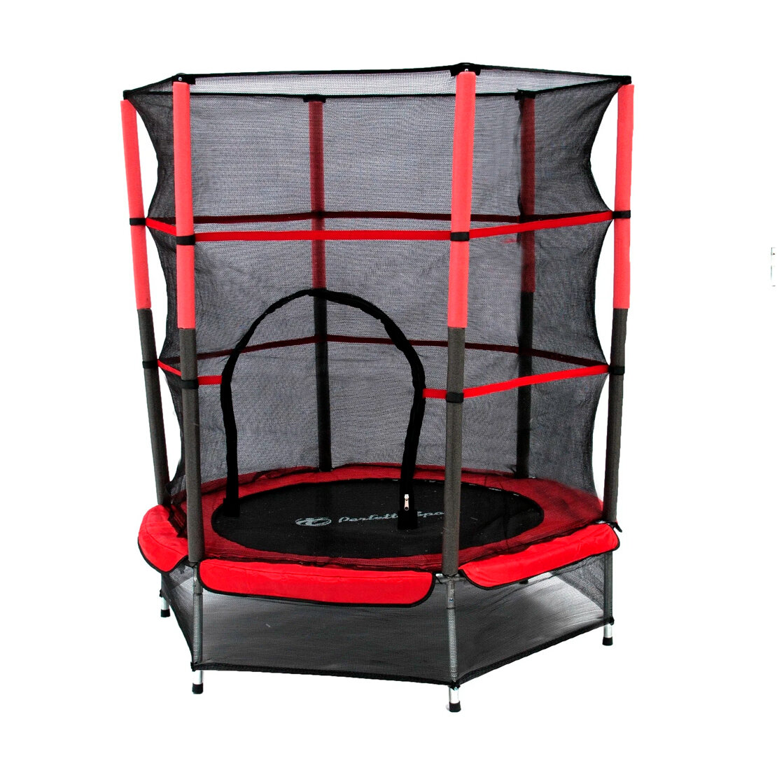 Батут Perfetto Sport 5FT с защитной сеткой, 140х140х220 см, нагрузка до 50 кг, красный