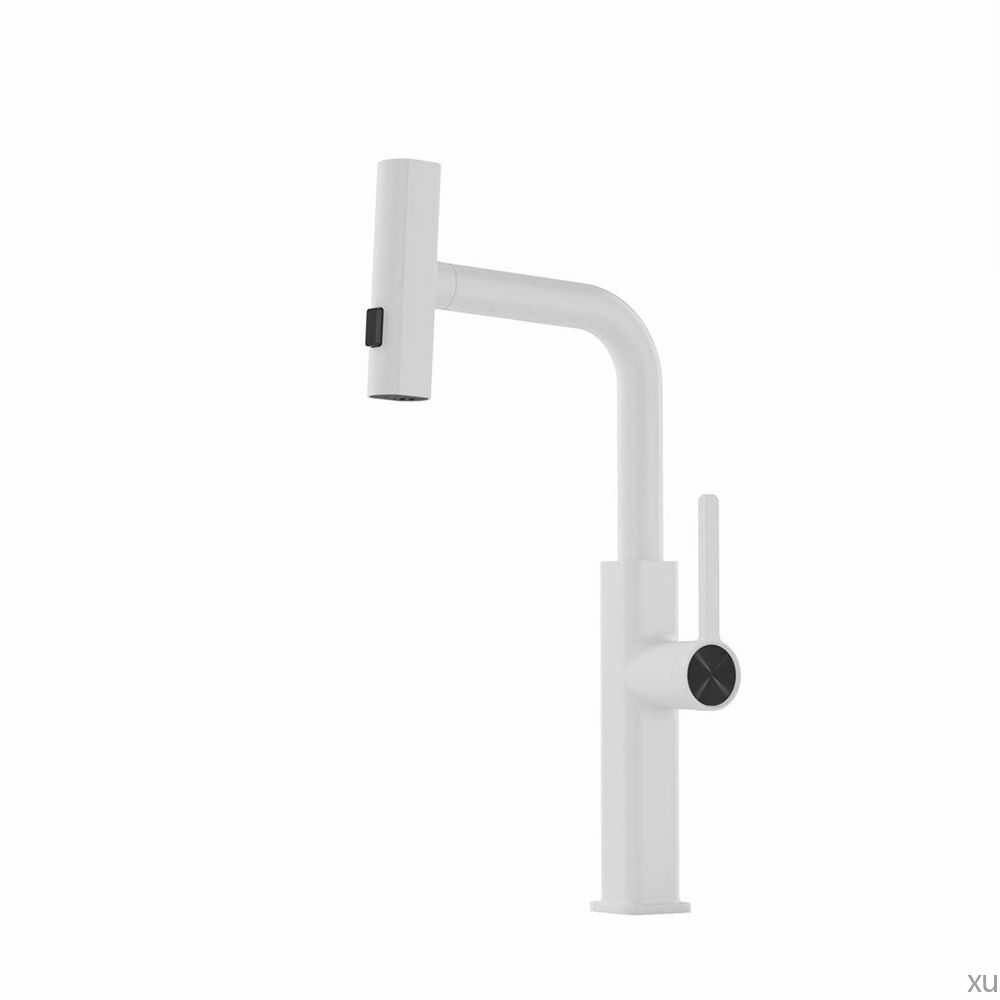 Выдвижной кухонный кран для горячей и холодной воды белого цвета [отправить впускную трубу диаметром 60 мм] — фото 1