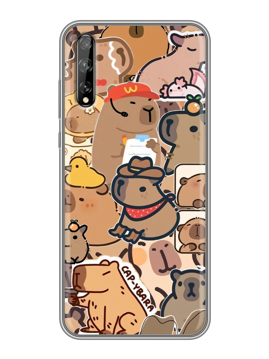 Чехол для Huawei Y8P, Honor 30i с принтом Смешные капибары (Хуавей У8Р Хонор 30)
