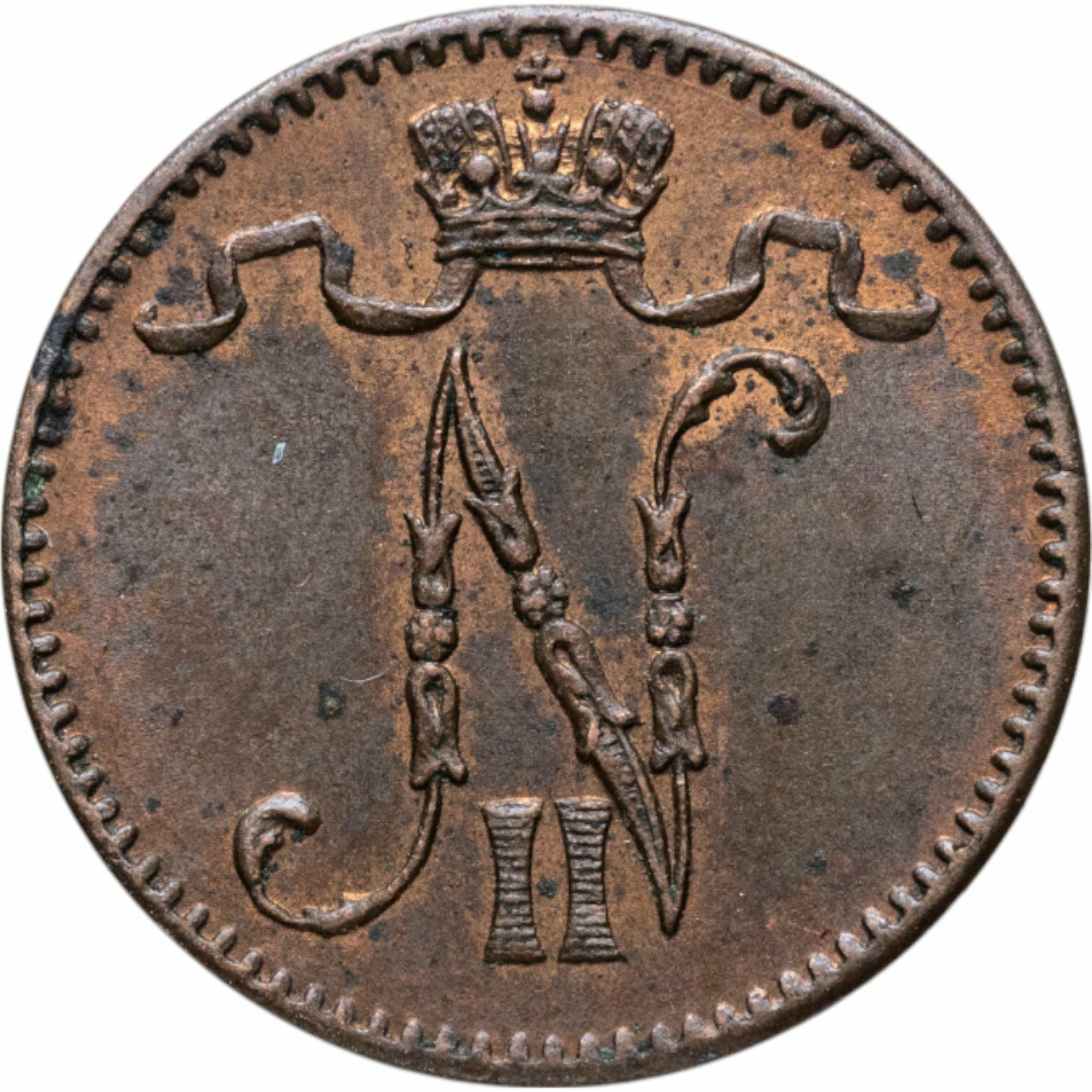 1 пенни penni 1914 Российская Финляндия, Медь, в сохранности UNC