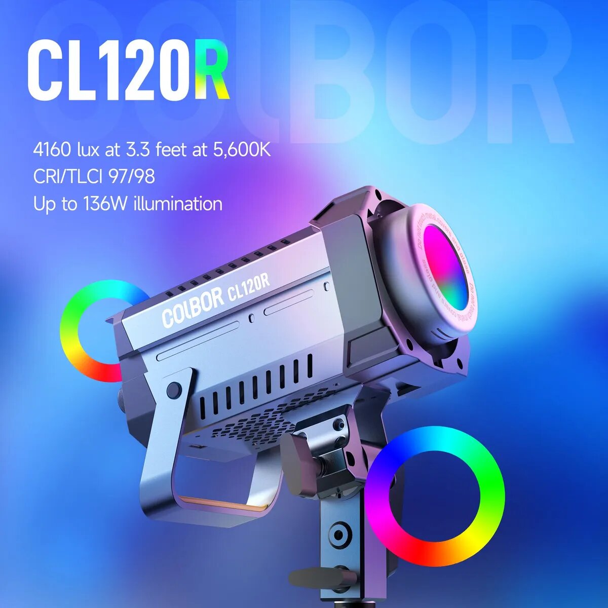 COLBOR CL120R, RGB 220 Вт Светильник для фотосъемки 2700K-6500K
