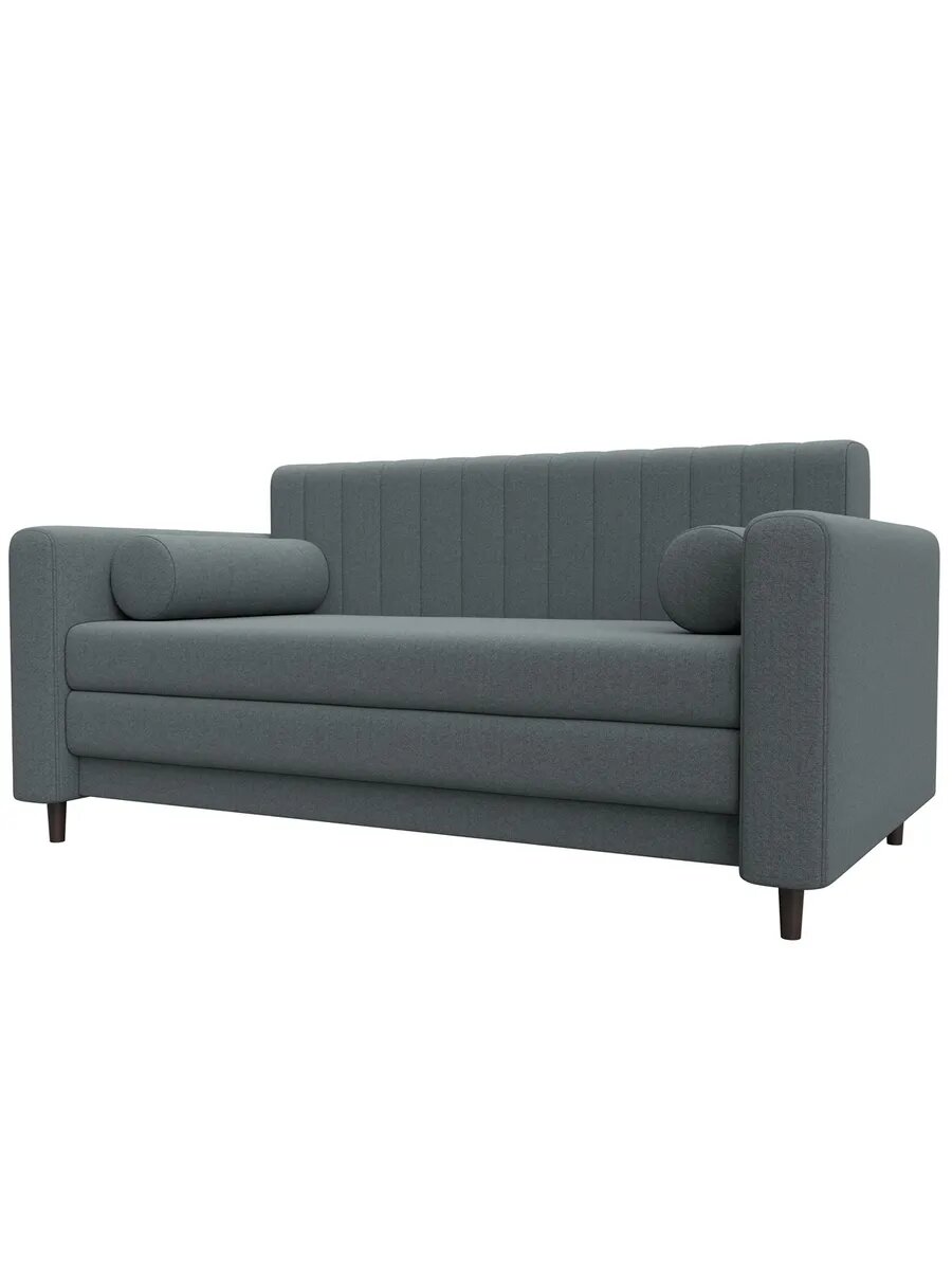 Диван прямой Браун со спальным местом 137х199 см, на ножках, две декоративные подушки, рогожка