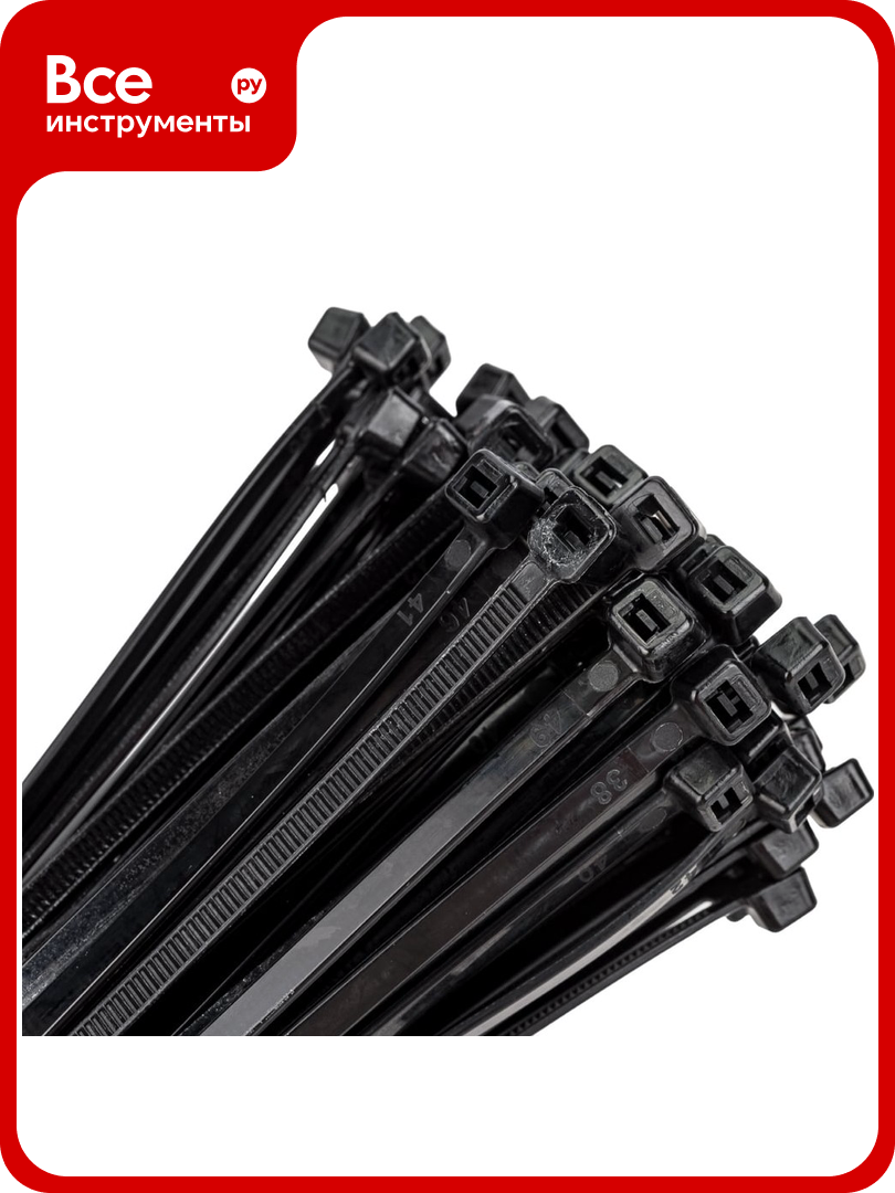 Хомут, IEK, IEK 4.8x300, нейлон, черный, упаковка 100шт, ИЭК UHH32-D048-300-100, высококачественного сырья