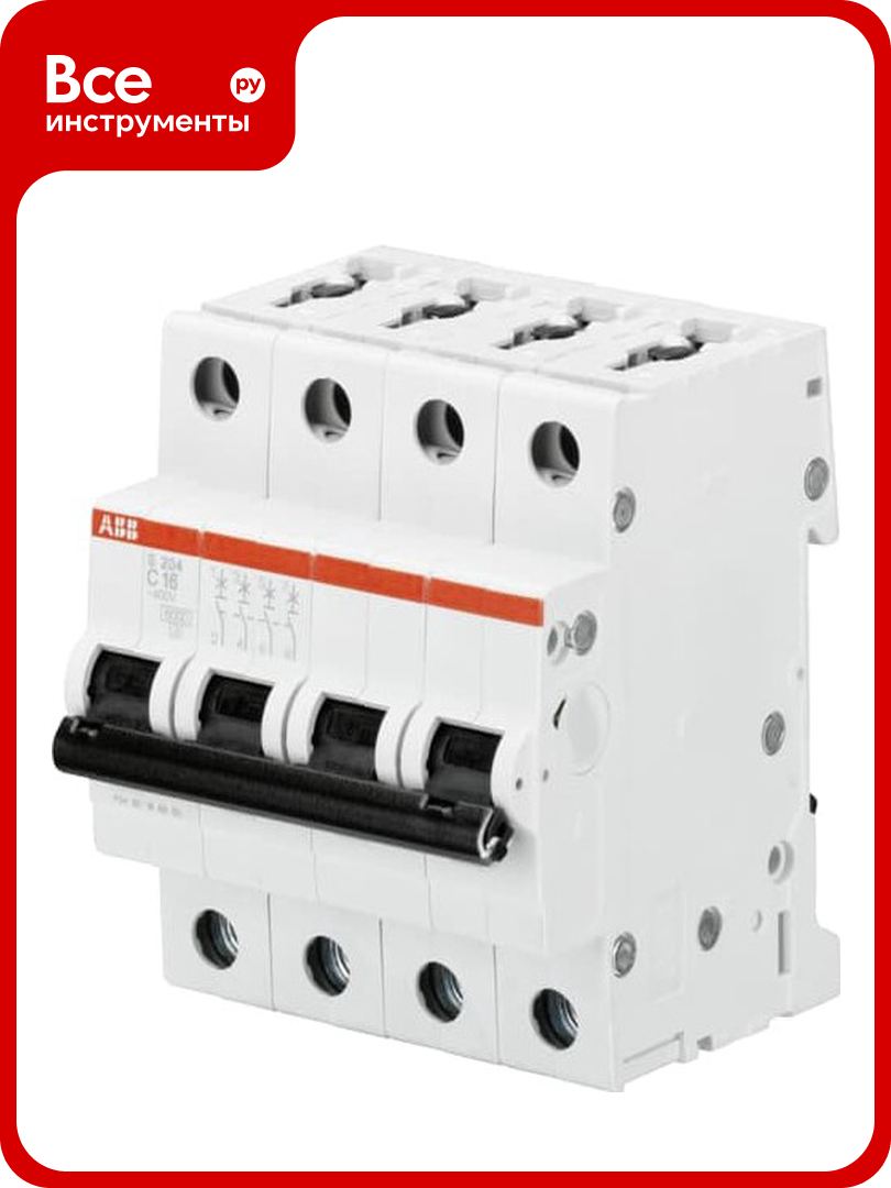 Автоматический выключатель ABB S204 4P 25A 6kA 2CDS254001R0254