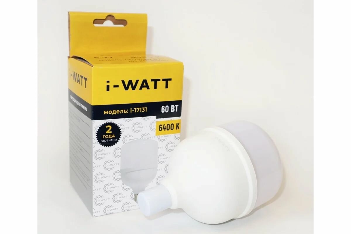 Светодиодная лампа I-WATT T120 E27 60W(6000lm) 6400K 6K 65x122 матовая IC-драйвер i-17131