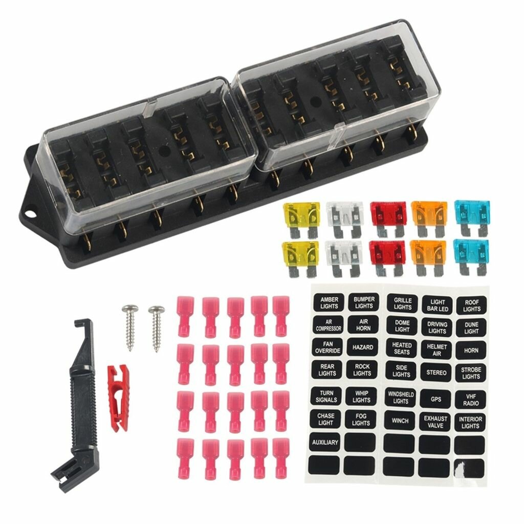 4-12 контактный блок предохранителей, 32В, цепь с отрицательной шиной, водонепроницаемый, для автомобилей 12В/24В, - 10p