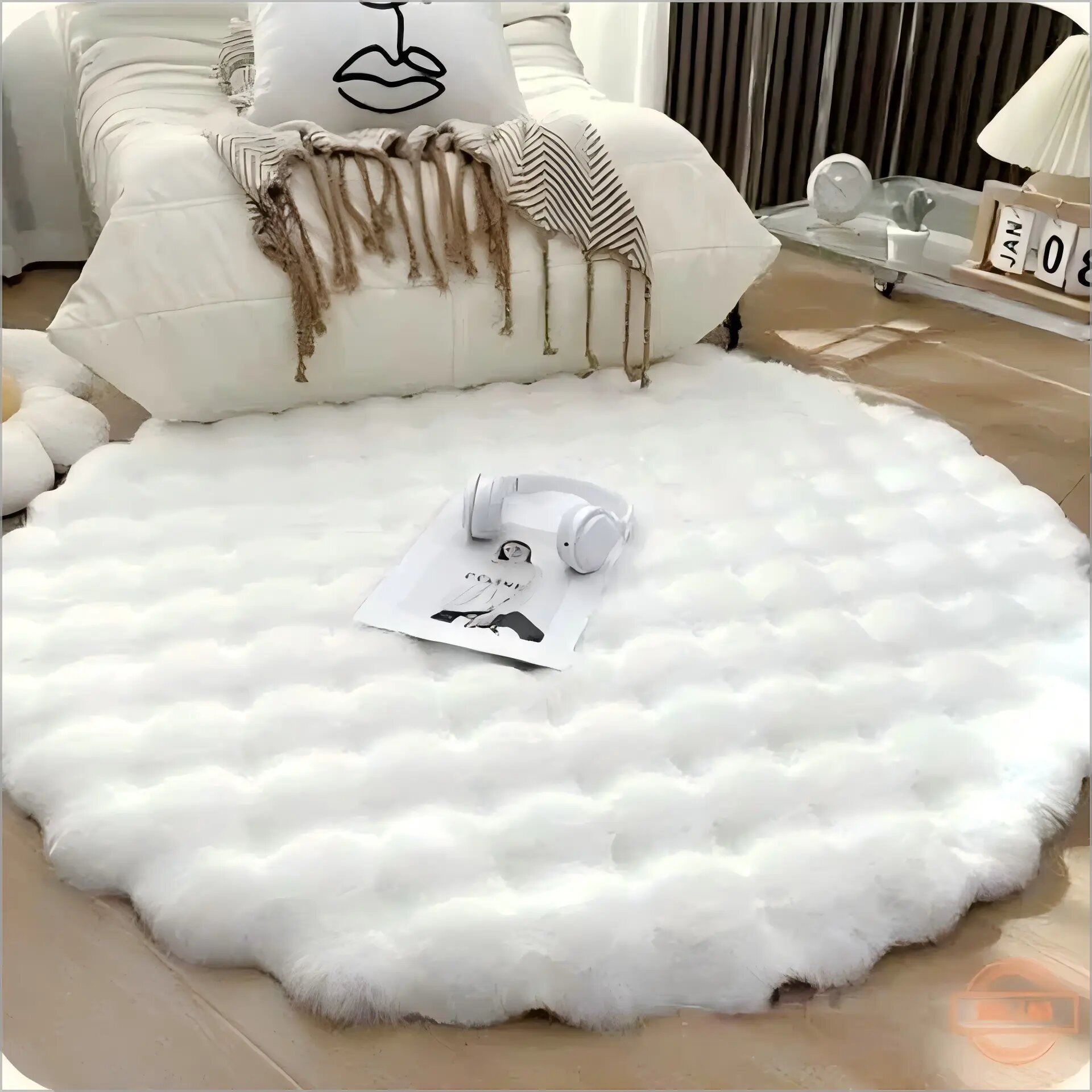 Коврик прикроватный "Чистый цвет", искусственный мех, 1.4x1.4м, белый