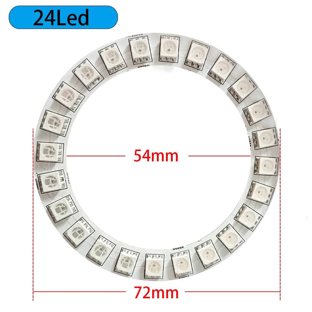 FUNZENXIN RGB кольцевой светодиодный модуль SK6813/WS2815 Белый, 12V 3P White 24led