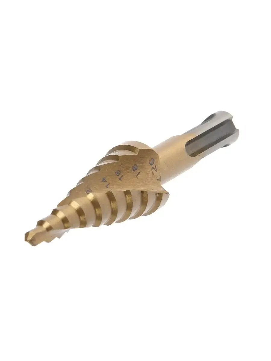 Сверло ступенчатое по металлу HSS TiN 4–20 мм SDS-Plus