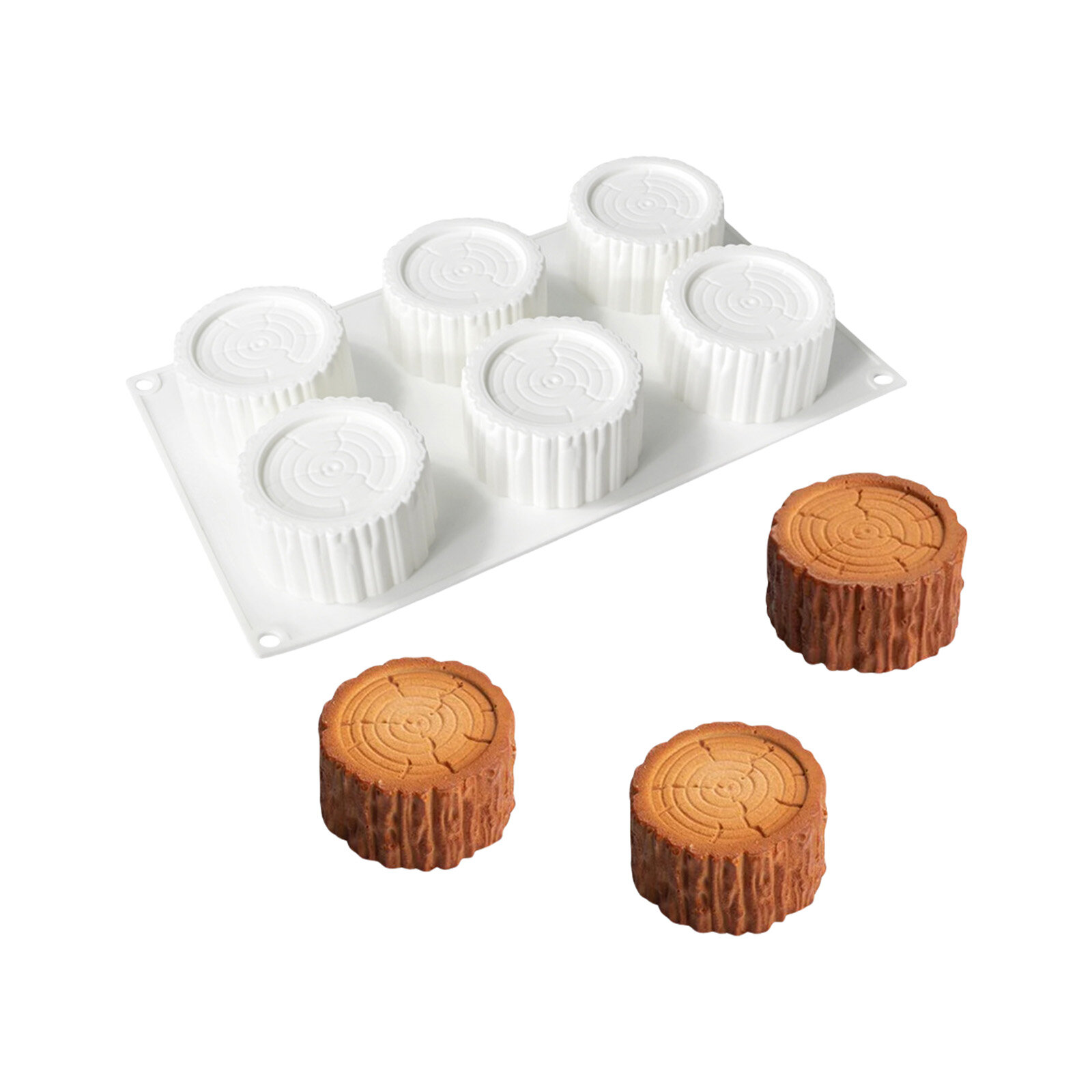 6-полостная силиконовая форма для муссового торта в форме пня