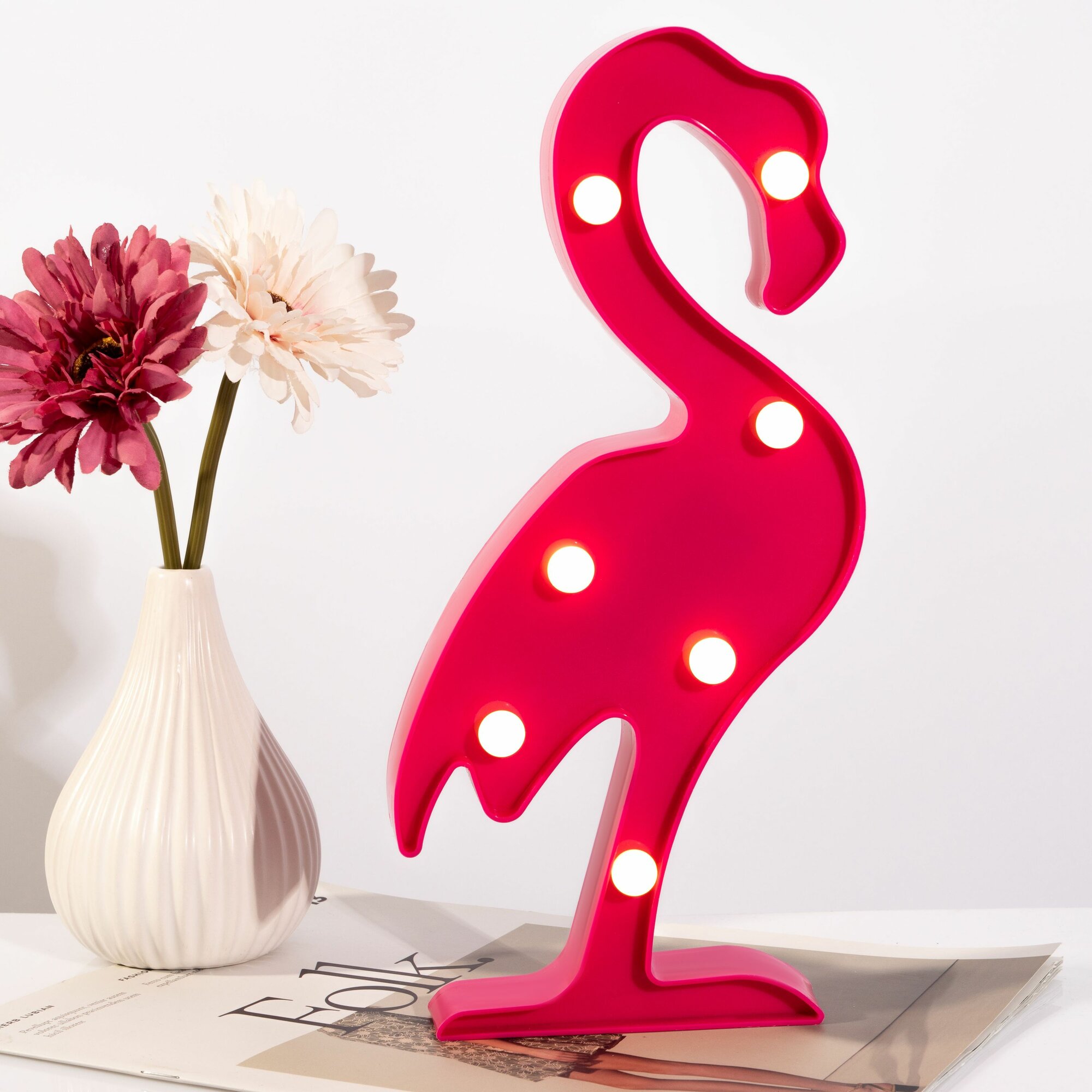 Светильник-ночник детский фламинго старт, 30 см, на батарейках