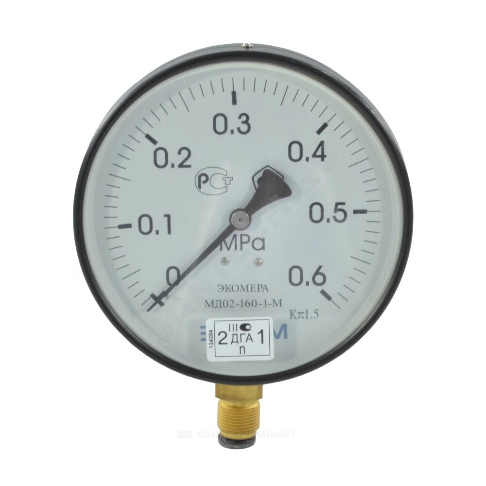 Манометр МД02 радиальный Дк160мм 0-10 бар кл.1,5 G1/2" экомера МД02-160-G-10