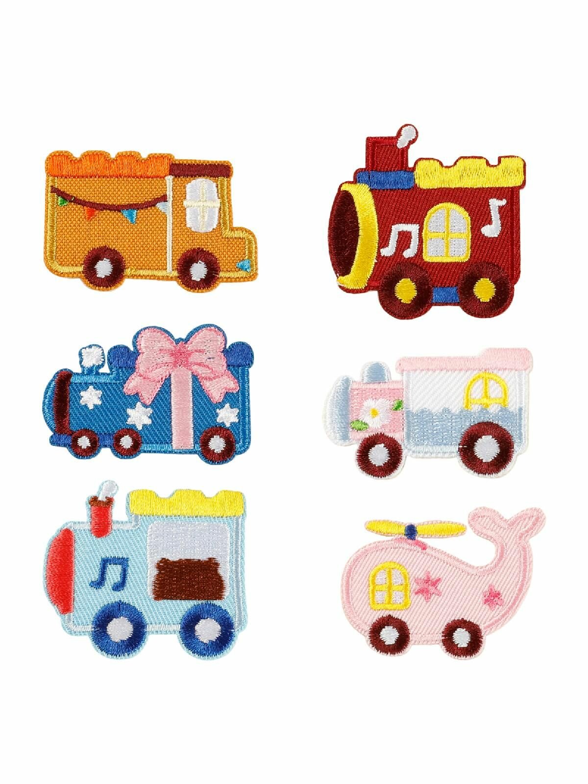 6 шт. Вышитые нашивки с машинками, аппликации для одежды