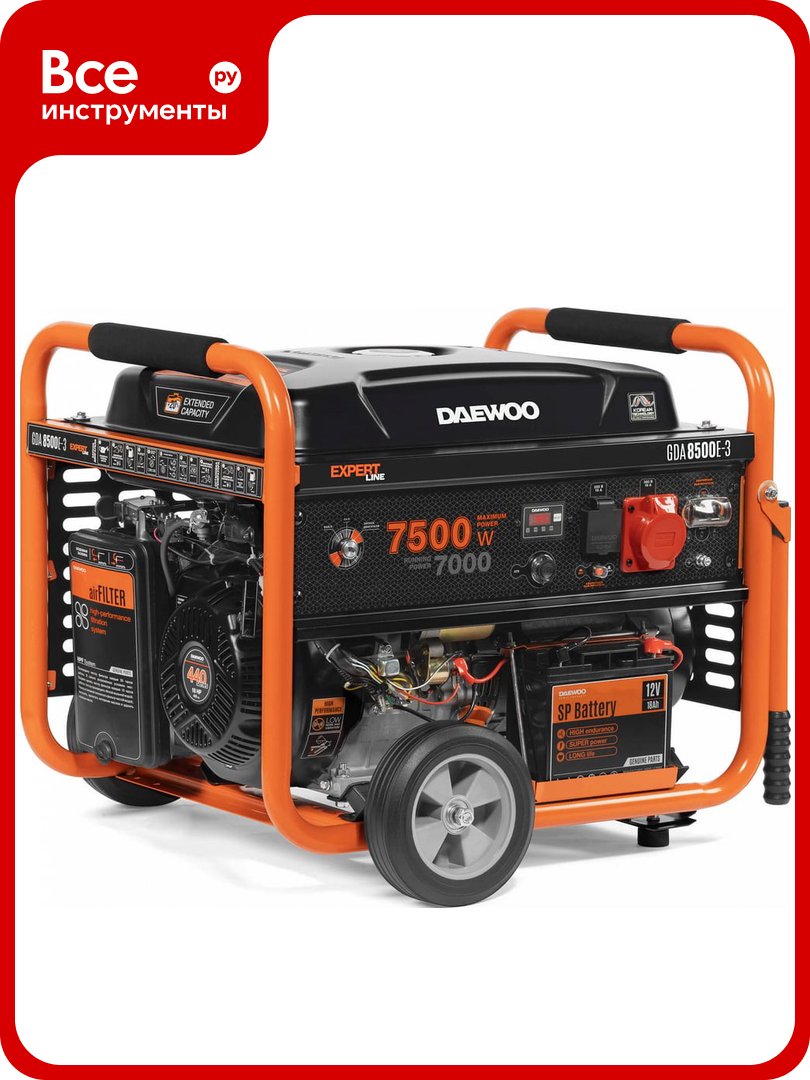 Бензиновый генератор с возможностью подключения ATS Daewoo GDA 8500E-3, оснащается