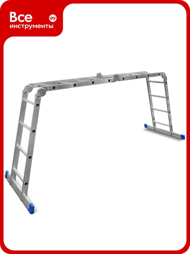Алюминиевая, LadderBel, лестница-трансформер LadderBel 4 секции по 4 ступени LT444PROF, 180 кг, четырех секций с