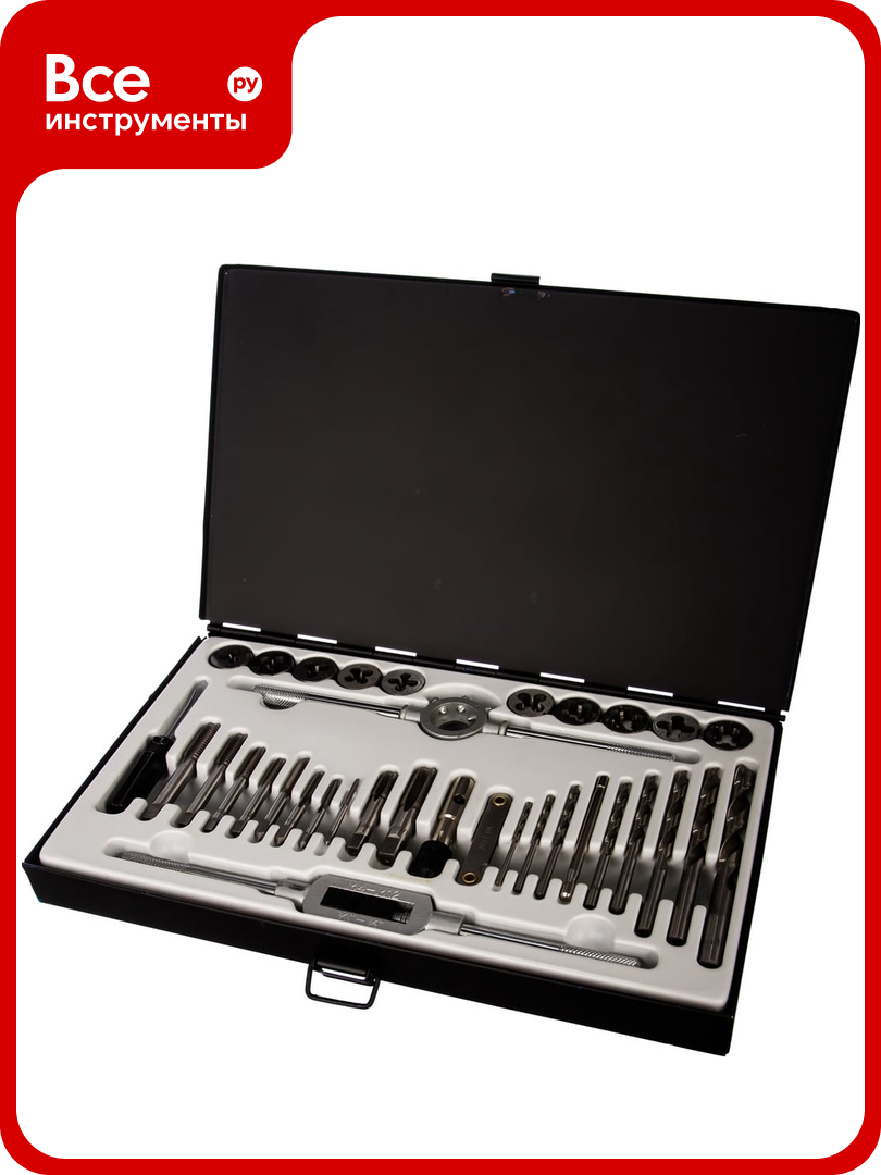 Набор метчиков и плашек Gigant 34 предмета STD034, для создания внутренней резьбы плашки для наружной