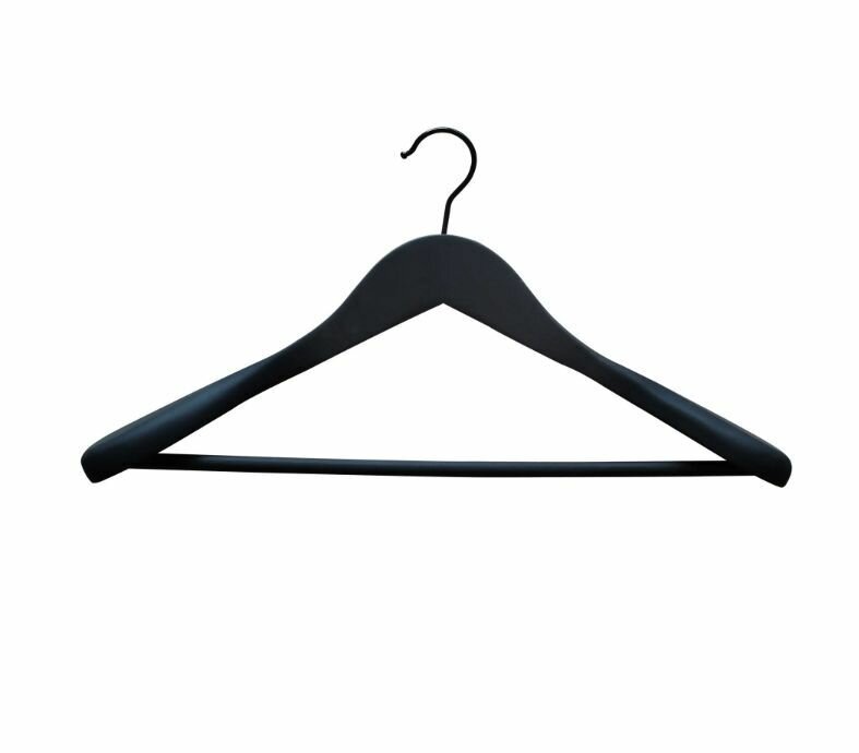 Плечики широкие Spaceo 45x23x5.8 см дерево/сталь покрытие soft touch цвет чёрный