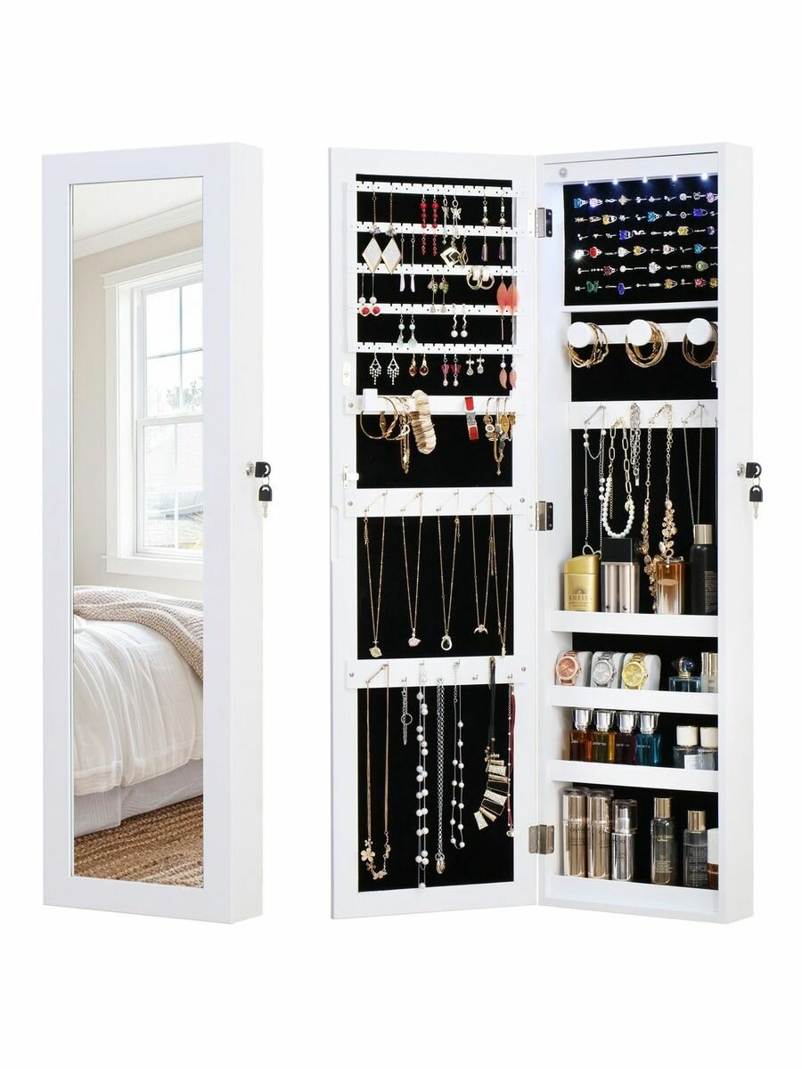 Зеркальный ювелирный шкаф с подсветкой