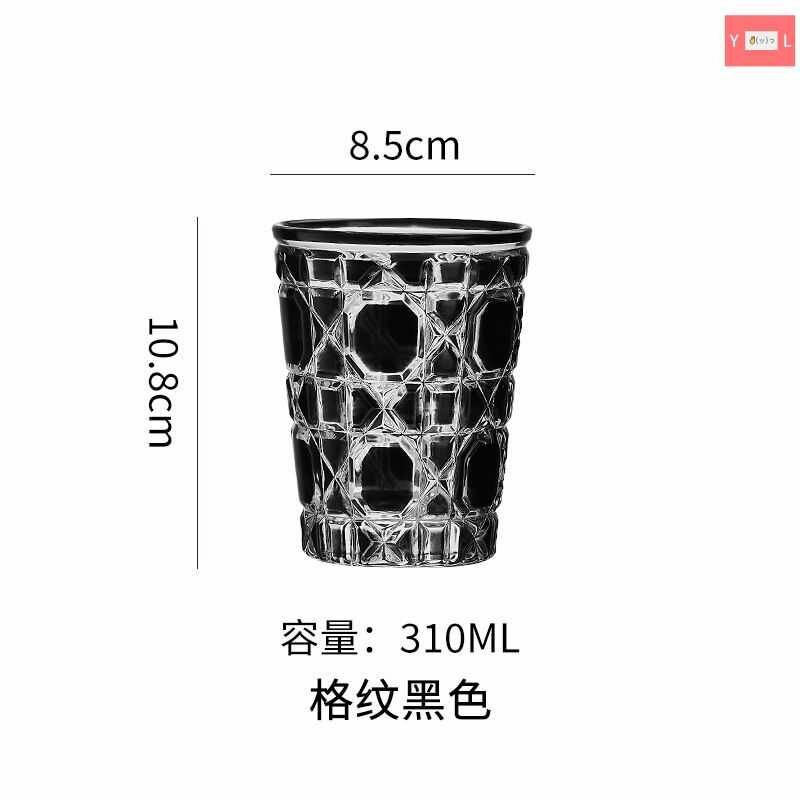 Хрустальные стеклянные стаканы, цветные клетчатые бокалы, вместимостью 310 мл