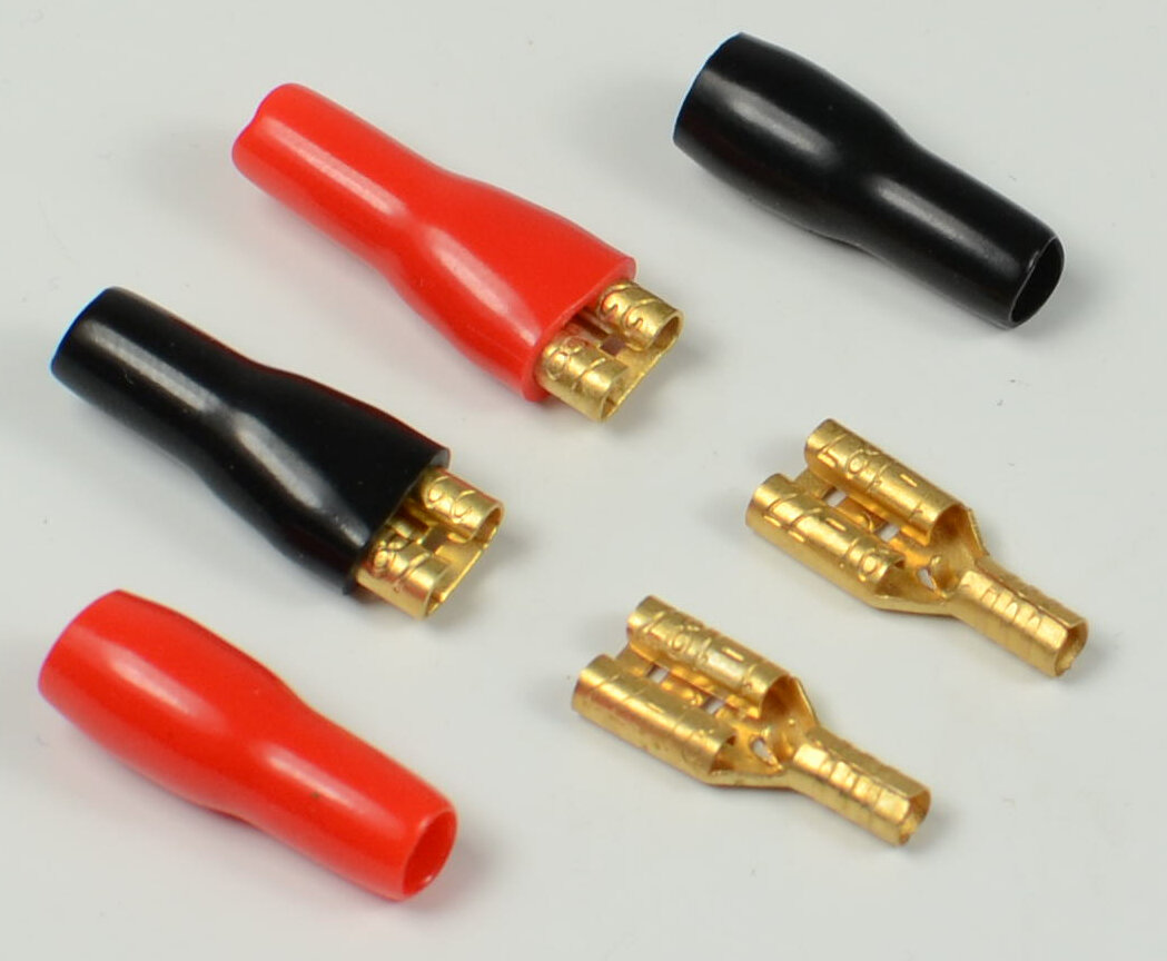 Клеммы обжимные акустические под штекер 4,8 мм, провод до 2,5 мм ARIA 15GA (2 черные + 2 красные) 1-187